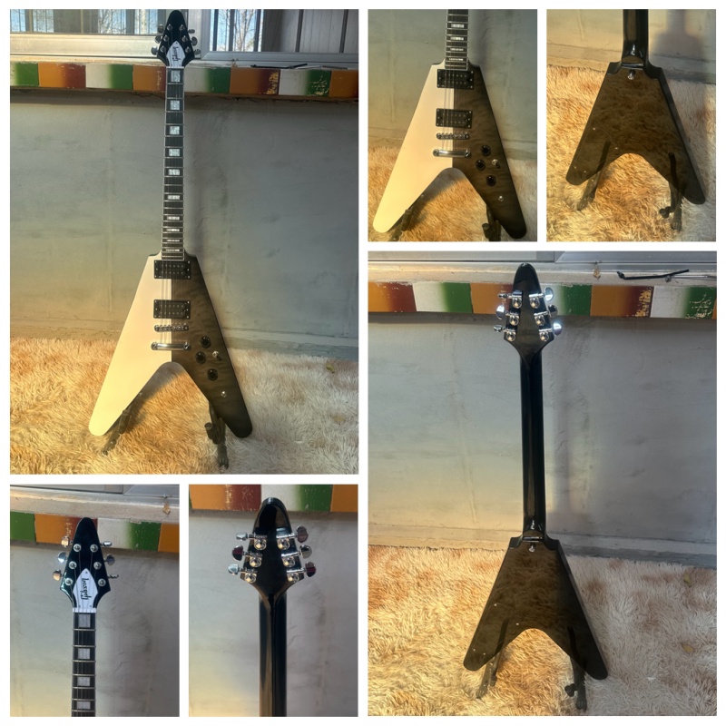 Classic Gibson Flying V Shape Body 22 frets Humbucker Pickups Electric ...