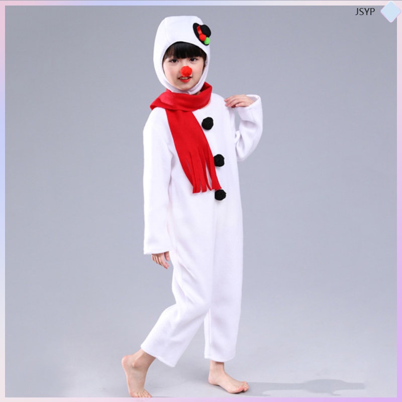 Kids Christmas Snowman Performance Suit Jumpsuit with Scarf Red Nose ...