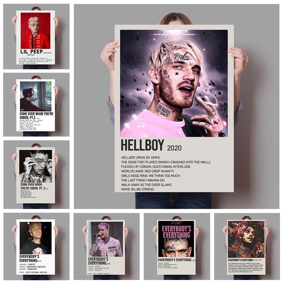 Rap Star Lil Peep Hip Hop Character Album Cover Series Canvas Painting ...