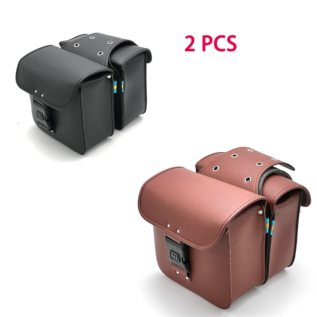 2PCS Universal Motorcycle Saddle Bag Pair Waterproof Side Storage Bag ...