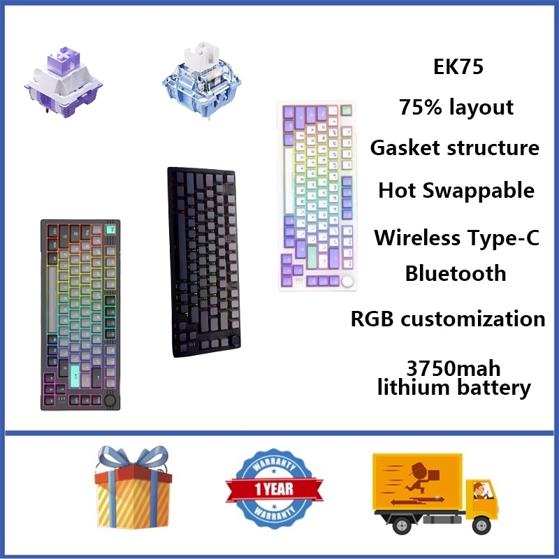 Dalyou EK75 75% Wireless Mechanical Keyboard With Gasket Structure Hot ...