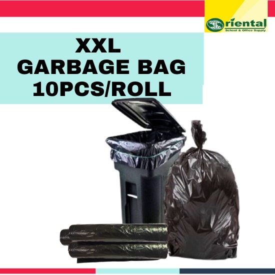 Plastic Garbage Bag XXL Disposable Trash Bag 10pcs/Roll - BLACK ...