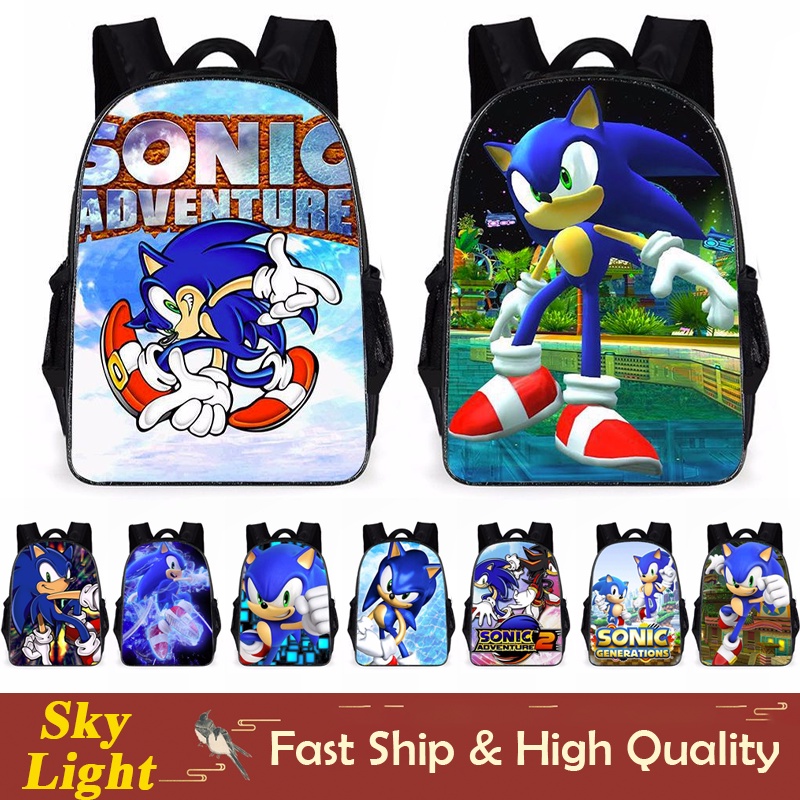 Super Sonic Game Anime Figure 3D Printing Bag Set Kids Unisex Backpack ...