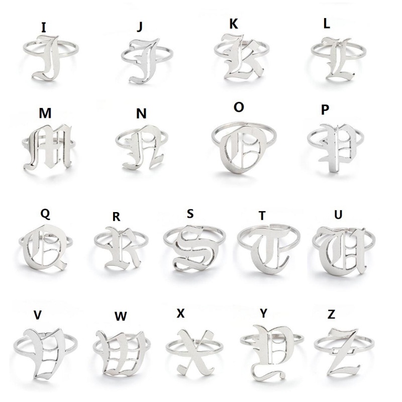 Initials Letter Ring Female Cross Border New Letter Opening Couple Ring ...
