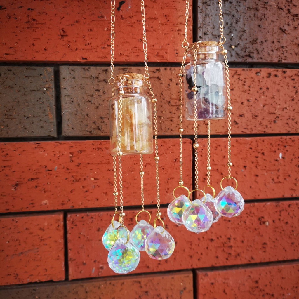 2 in 1 Mini Hanging Chain Propagation Jar Sun Catcher,Crystal Rainbow ...