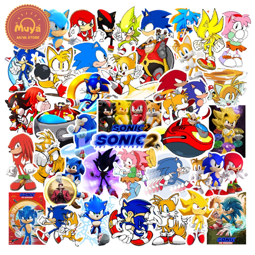 MUYA 50pcs Sonic the Hedgehog Stickers Waterproof Anime Vinyl Stickers ...