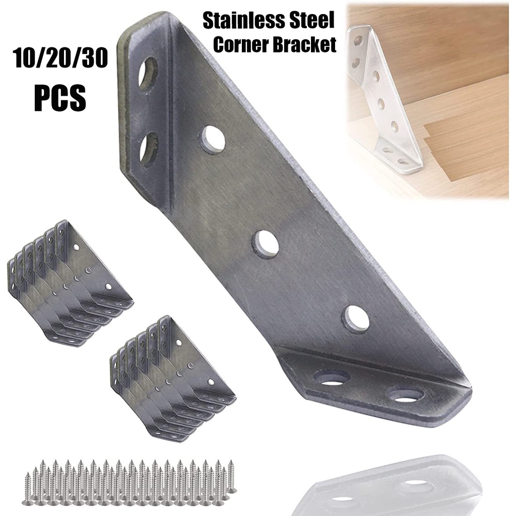 10 20 30pcs Stainless Steel Corner Brace Joint Fastener Angle Code