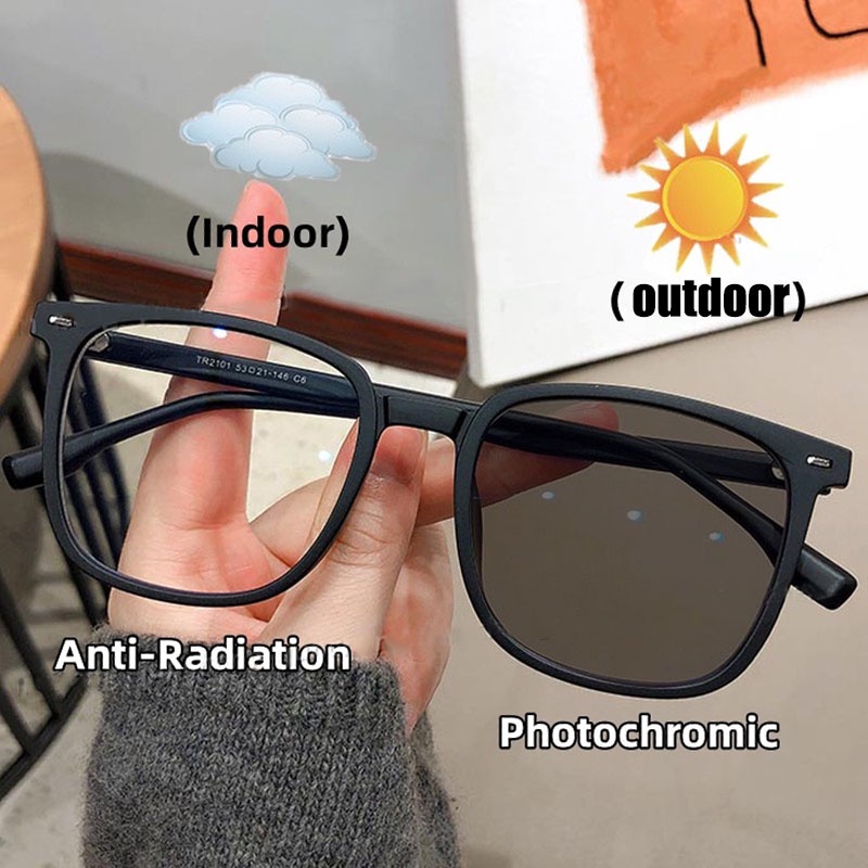 Photochromic Anti Radiation Glasses for Women Men Simple Square Anti ...