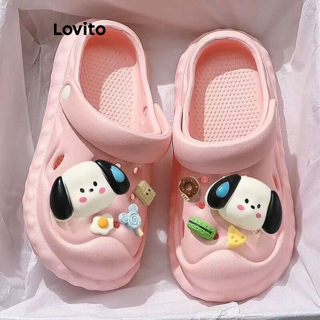 Lovito Women Casual Plain Crocs So Soft Neutral Flat Sandals LFA12706 ...