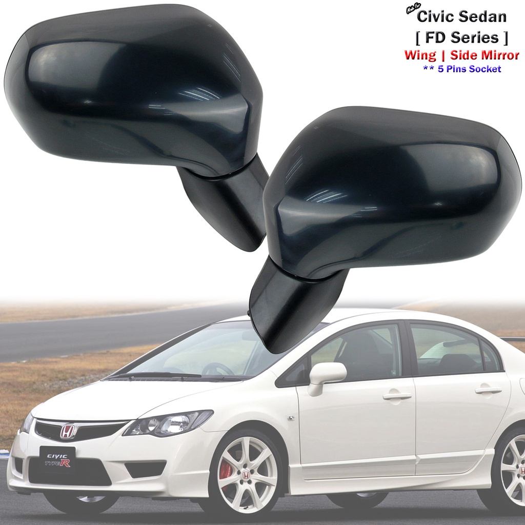 Black Electric Door Side Mirror For Honda Civic Sedan FD FD1 FD2 2006 ...