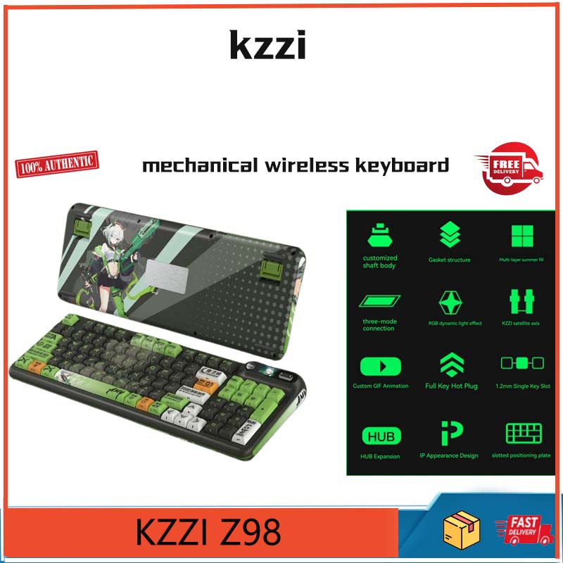 KZZI Z98 mechanical wireless keyboard, Three modes link, customized axis, GASKET structure, RGB ...