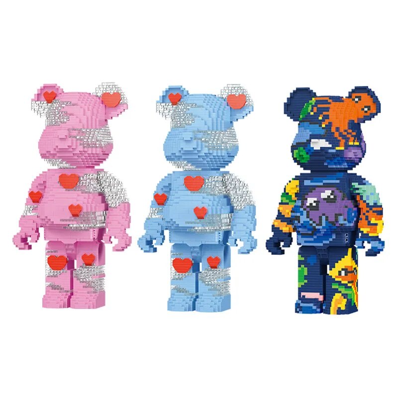 Bearbrick Micro Building Assembly 3D Model Fluorescence Skeleton Bear ...