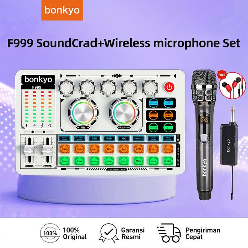 Bonkyo F999 SoundCard + Wireless Mic Live Radio Set Universal ...