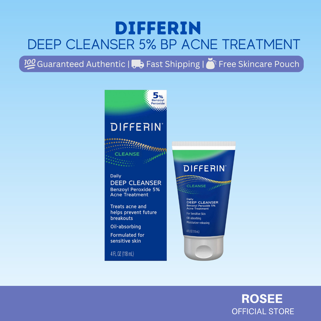 Differin Deep Cleanser 5% Benzoyl Peroxide Acne Treatment 118ml ...