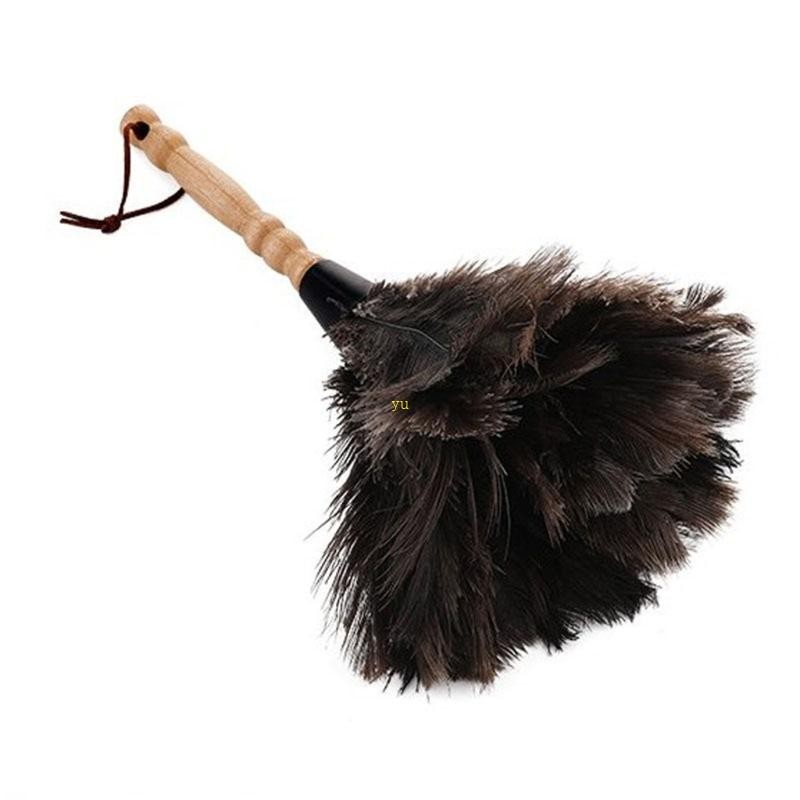 yu Fluffy Ostrich Feather Duster Dust Duster Solid Handle Dust Brush ...