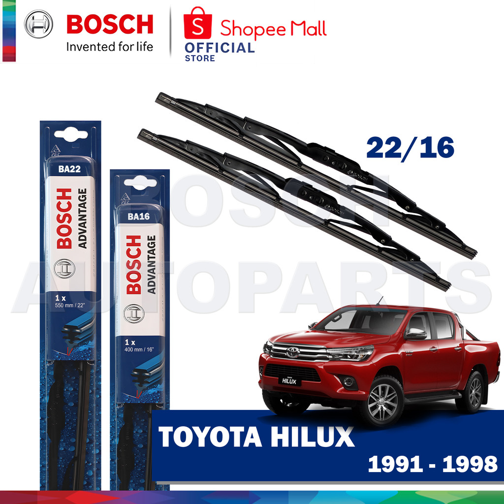 Bosch Advantage Wiper Blade Set for Toyota Hilux 2015 - Present (22"/16") | Shopee Philippines