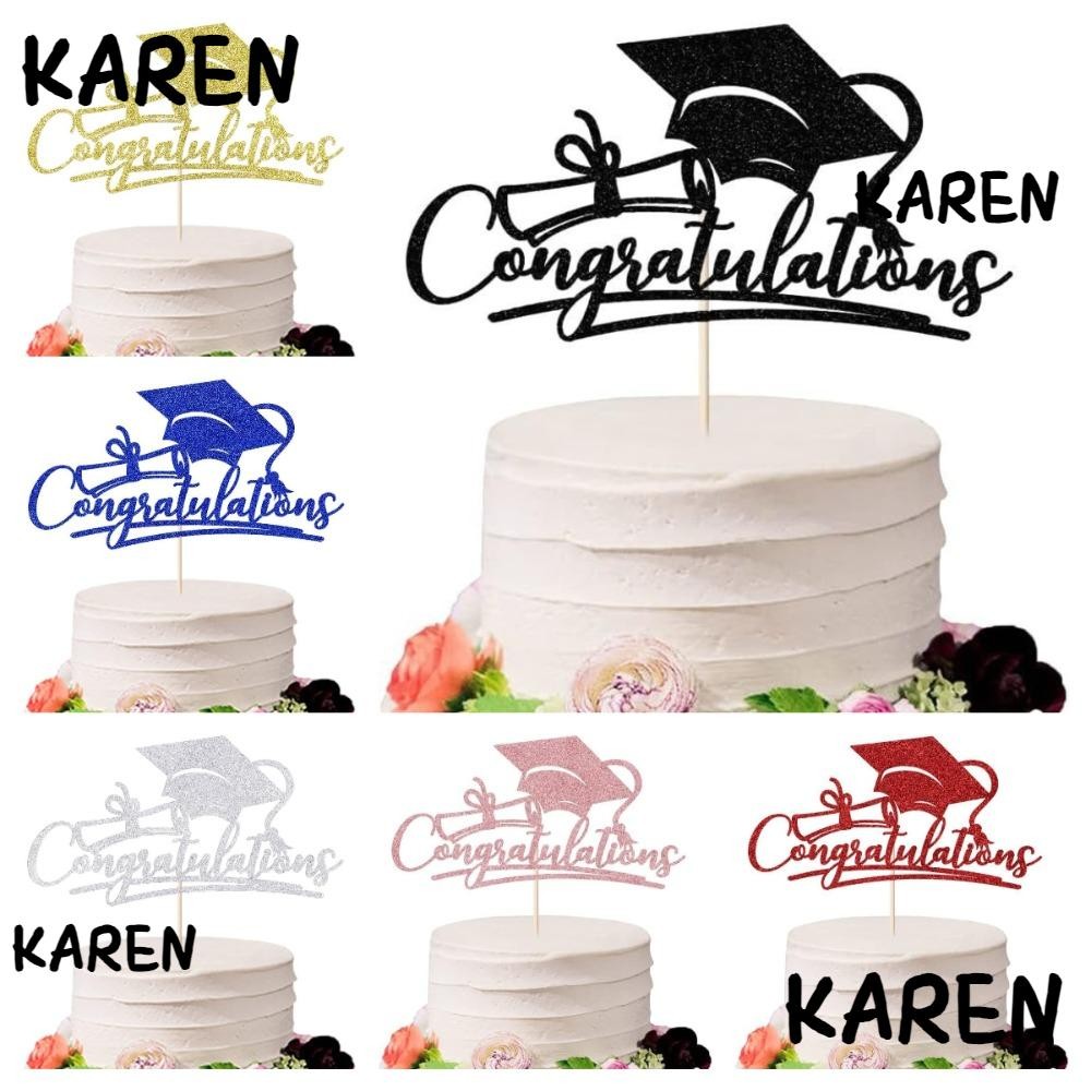 KAREN Congrats Cake Topper, Multi-Styles Bachelor Cap Cake Toppers ...