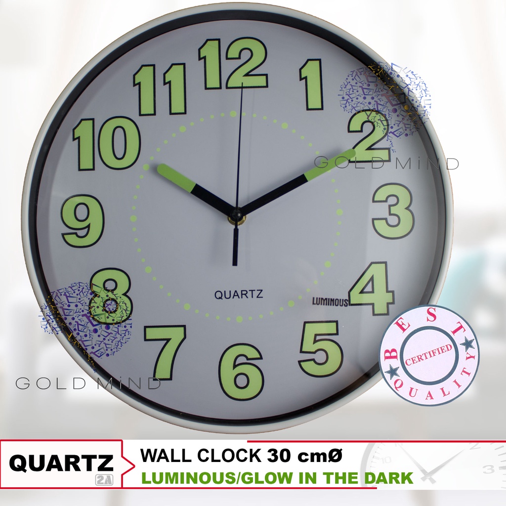 Quartz Luminous / Glow In The Dark Wall Clock 30cm (11.8 In) | Shopee Philippines