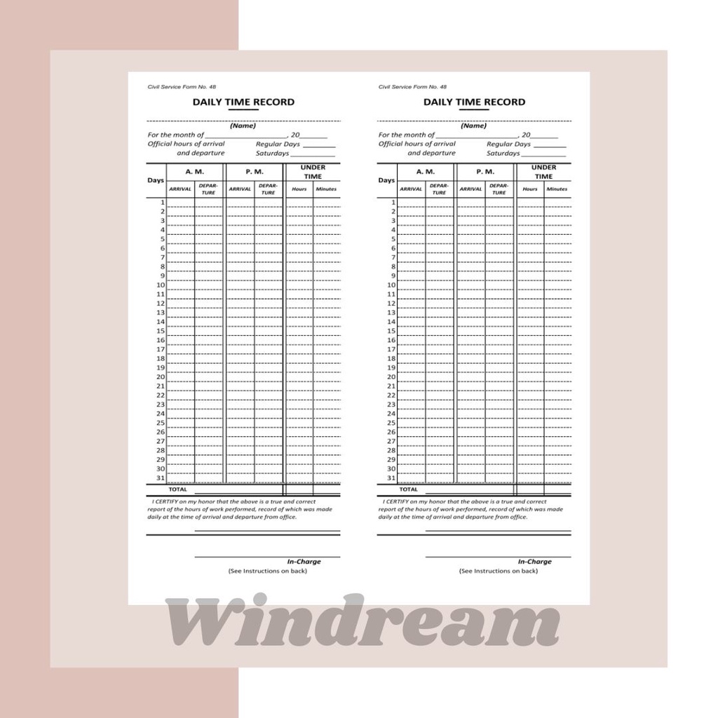 Daily Time Record form 48 | Shopee Philippines