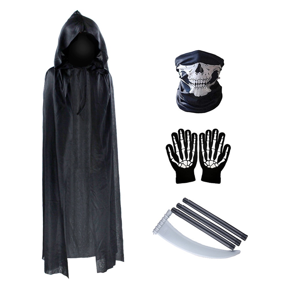 Halloween Costume: Grim Reaper Cape, Scythe, Adult Black Cape, Devil ...