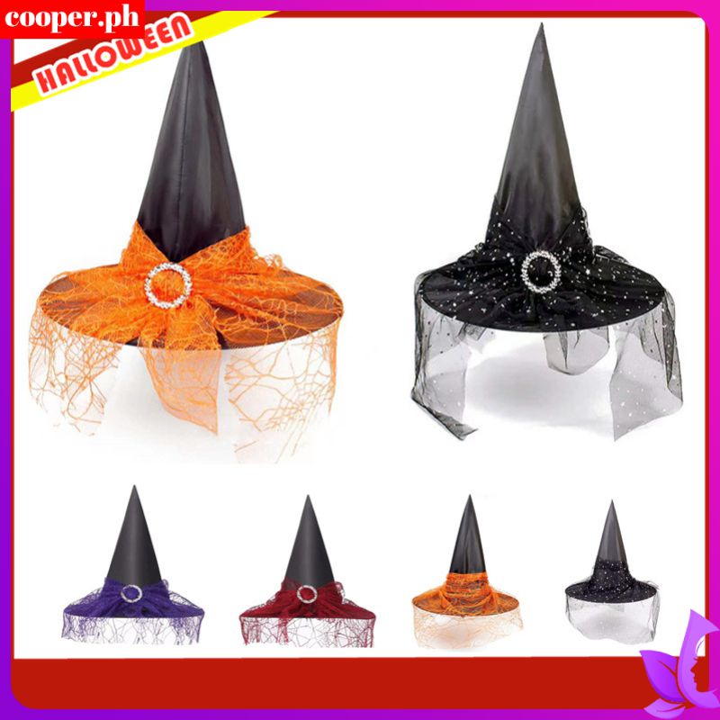 Witch Magic Hat Cosplay witch headdress Halloween Witch Hat Mesh Adult ...