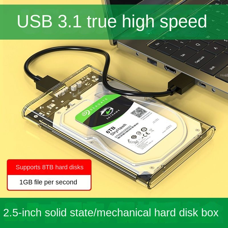 Mobile Hard Disk Box 2.5-Inch Usb3.1 Sata Serial Port Laptop External Mechanical/Ssd External ...
