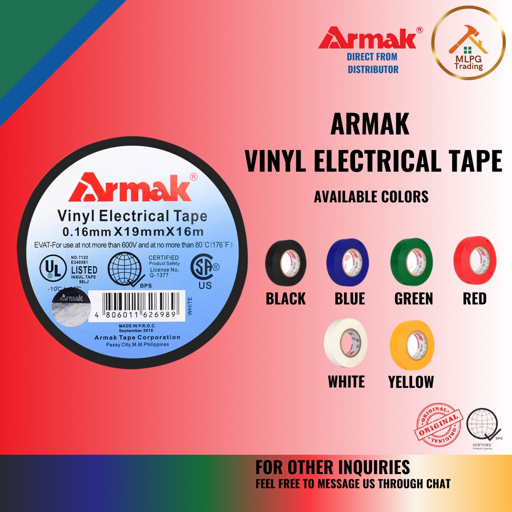 Armak Electrical Tape BIG 16Meters (ALL COLOR) | Shopee Philippines