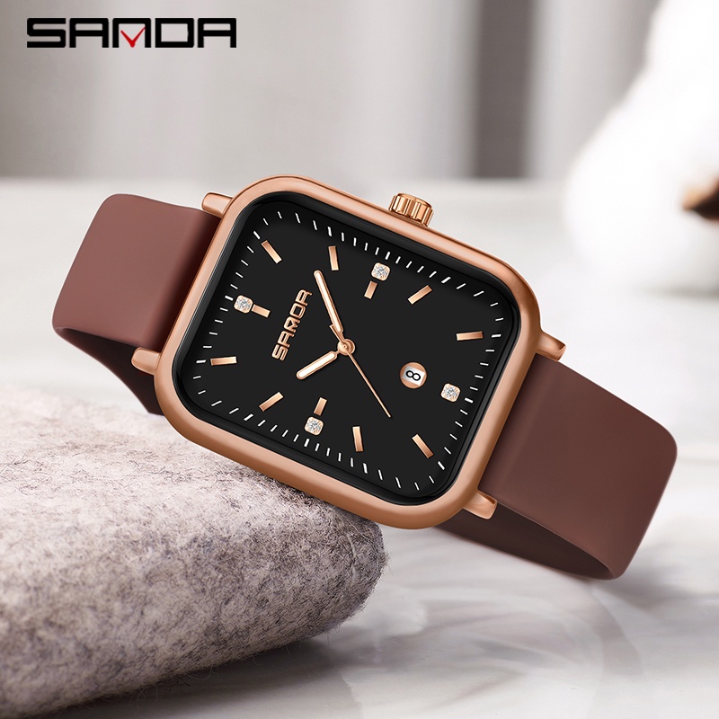 Sanda Women's Elegant Casual Business Square Diamond Quartz Watch ...