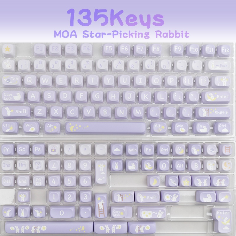 Cute Rabbit Keycaps 145Keys/Set PBT MOA Profile DYE-SUB DIY Custom for ...