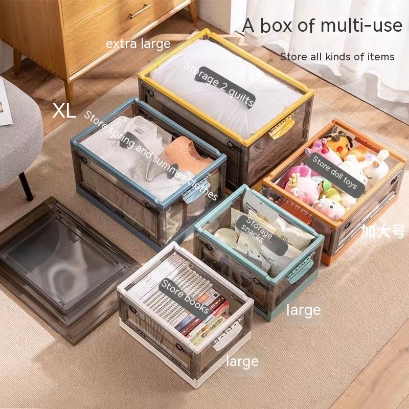 Storage Storage Box Extra Large Thick Transparent Foldable Side ...