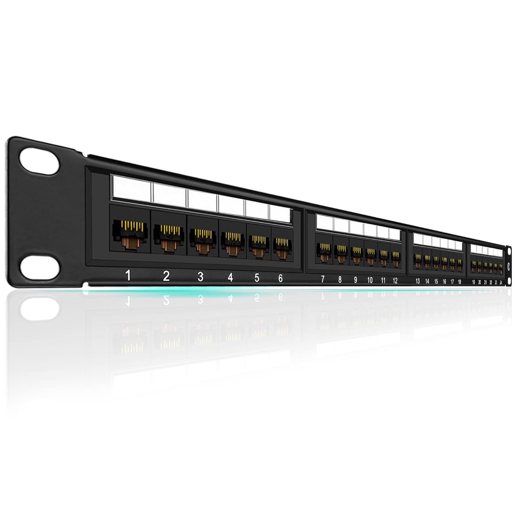 ZoeRax CAT6 24 Ports Patch Panel, Rack Mount - 19 inch, RJ45 Ethernet ...
