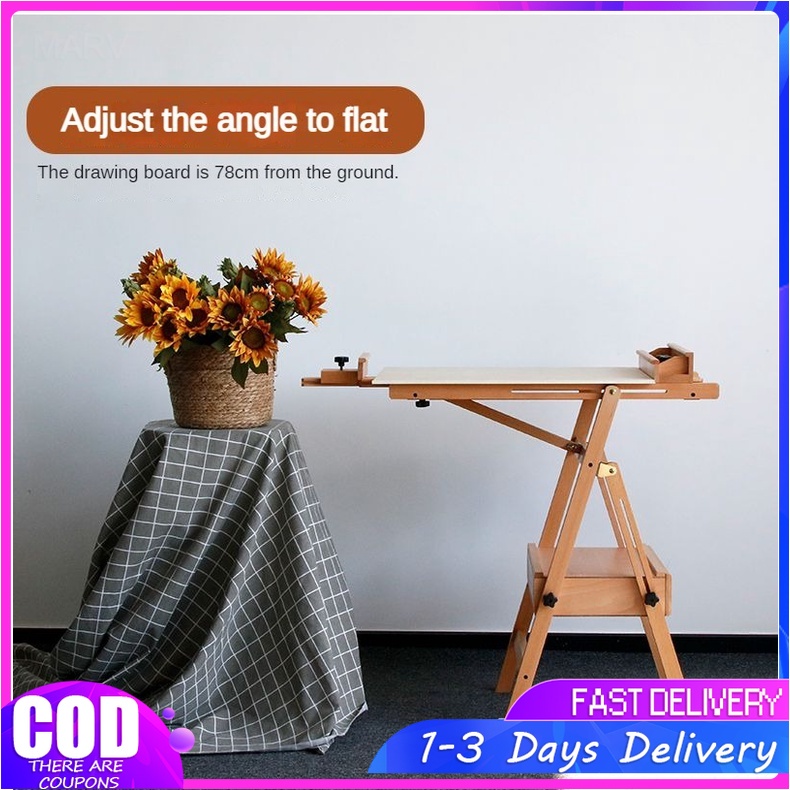 Drawer-type Beginner Oil Painting Easel-typ Foldable Easel for Both ...