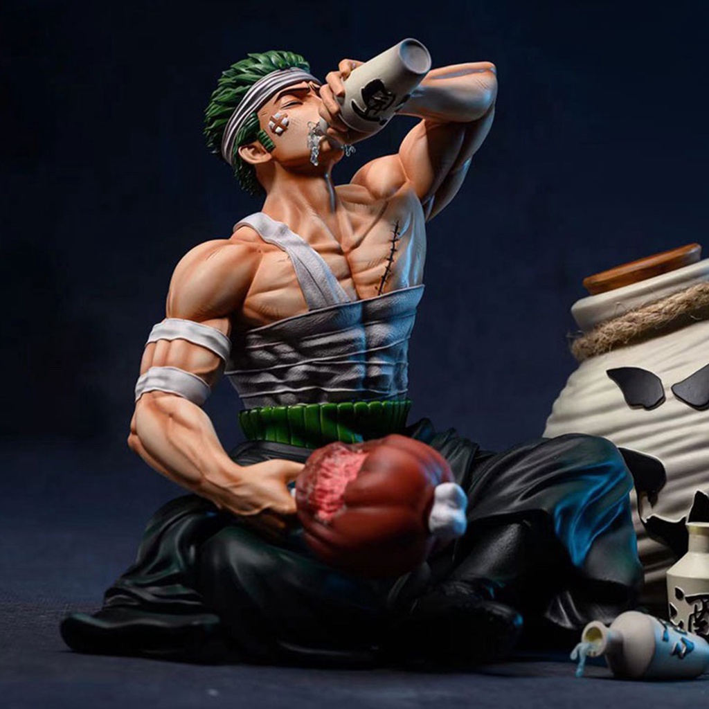 15cm One Piece Zoro Figure GK Injured Drinking Roronoa Zoro Anime ...