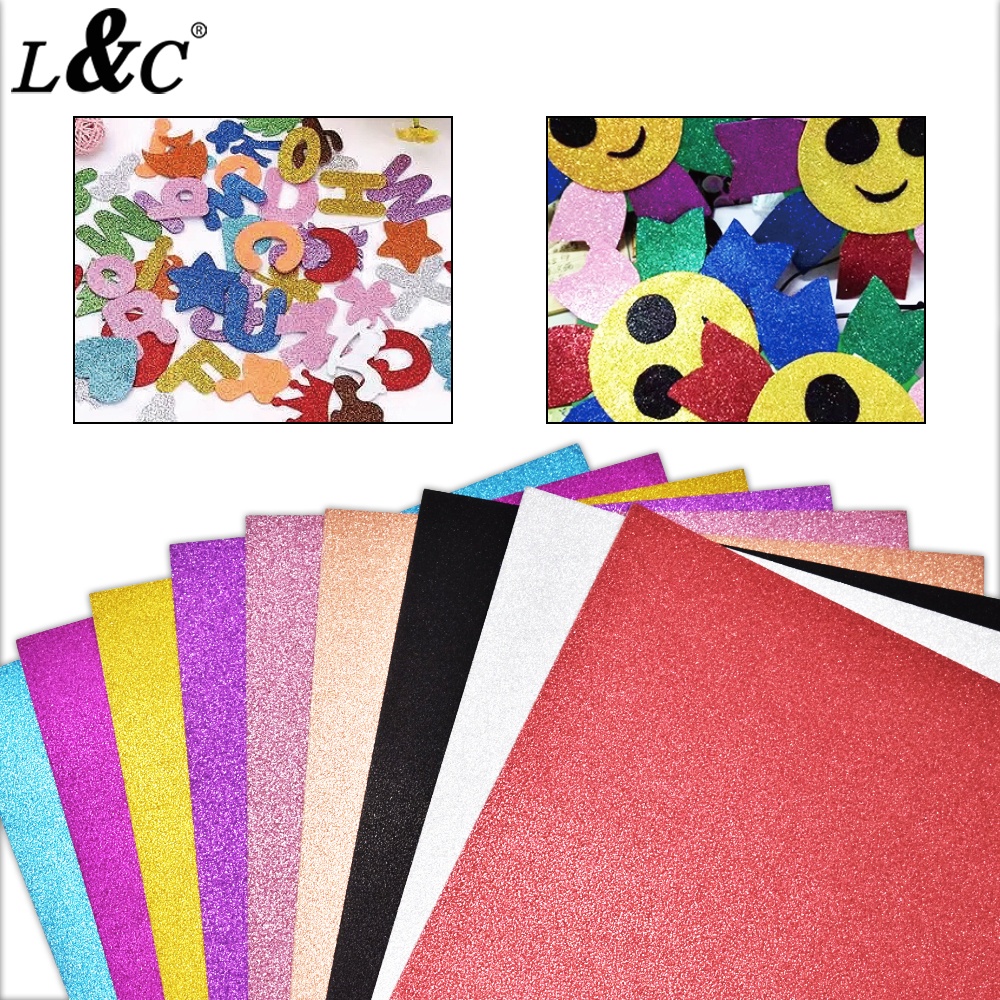 L&C Glitter paper 10pcs 250gsm Shiny Metallic Mirror Card Stock Board ...