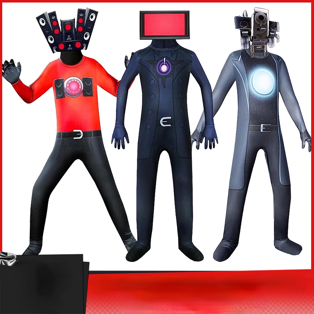 New Halloween COS Horror Game TV Man Toilet Man One-piece Tights ...