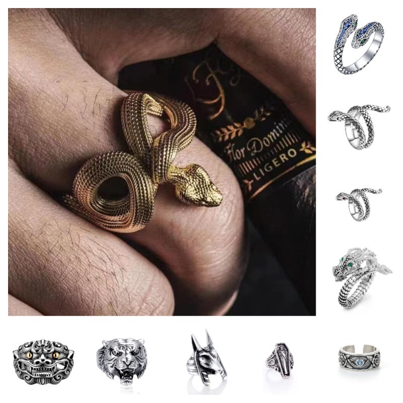【NF】Gold Python Ring Punk Twisted Men's Snake Ring | Shopee Philippines