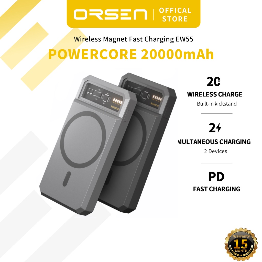 Orsen EW55 20000mAh Magnetic PowerBank Magnetic Wireless Charger ...