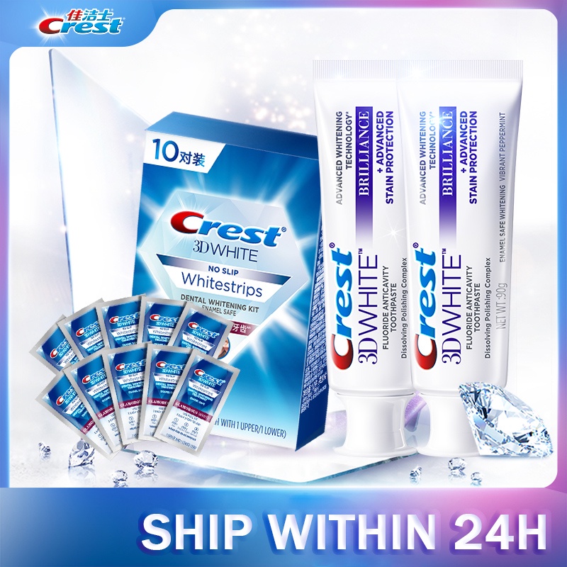 Crest 3D WhiteTooth Whitestrips White Teeth Whitening Toothpaste Kit ...