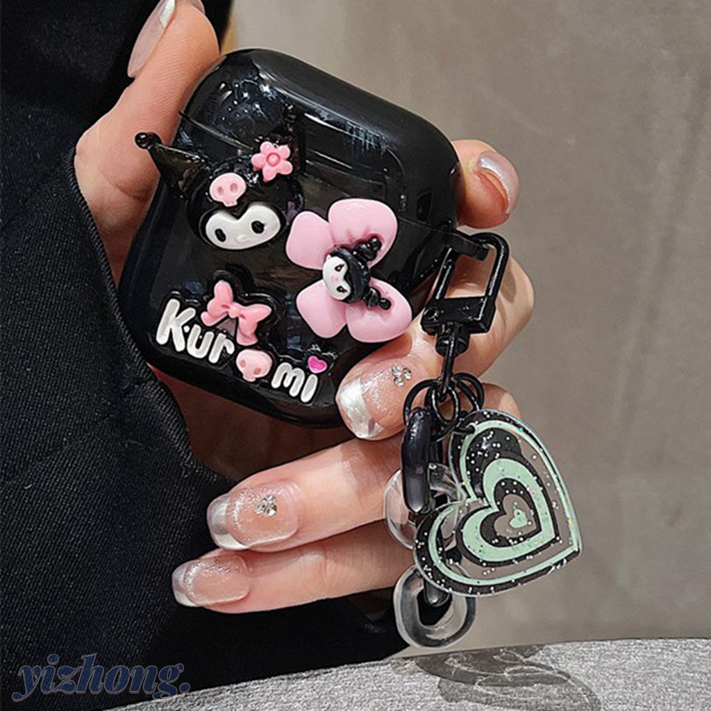 Casing For Airpods 4 Pro 2 3 1 Cute 3D Kuromi Pink Bowknot Decoration ...