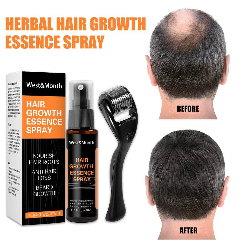 30ml Beard Roller Hair Growth Essence Spray With Roller Set Anti Hair ...