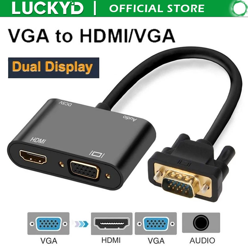 VGA Splitter to HDMI VGA with 3.5mm Audio Adapter VGA to HDMI Converter ...