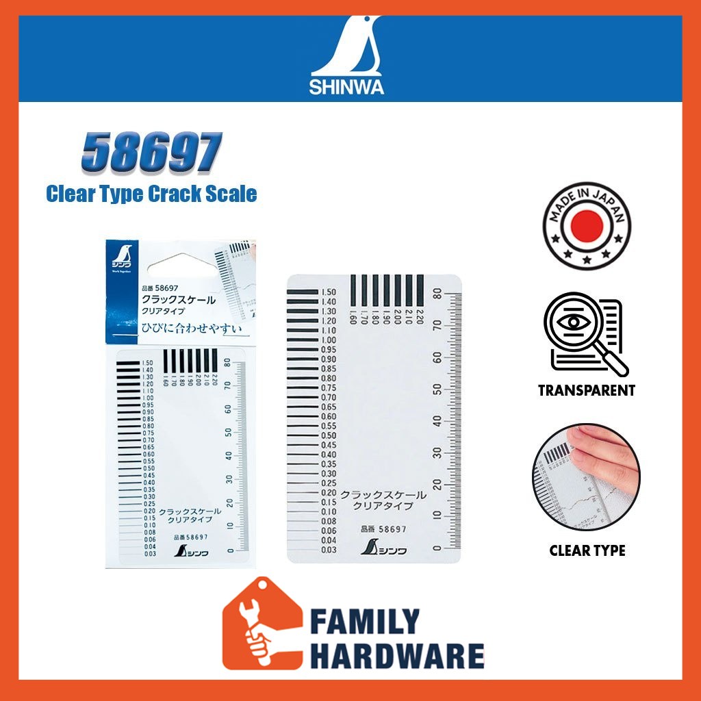 SHINWA 58697 0-80mm 1PC Clear Type Crack Scale Card Crack Monitoring ...