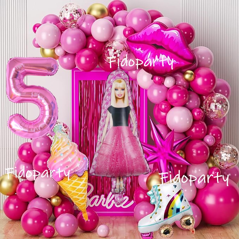 Pink Rose Red Barbie Balloon Garland Arch Kit Party Girl Birthday Baby ...