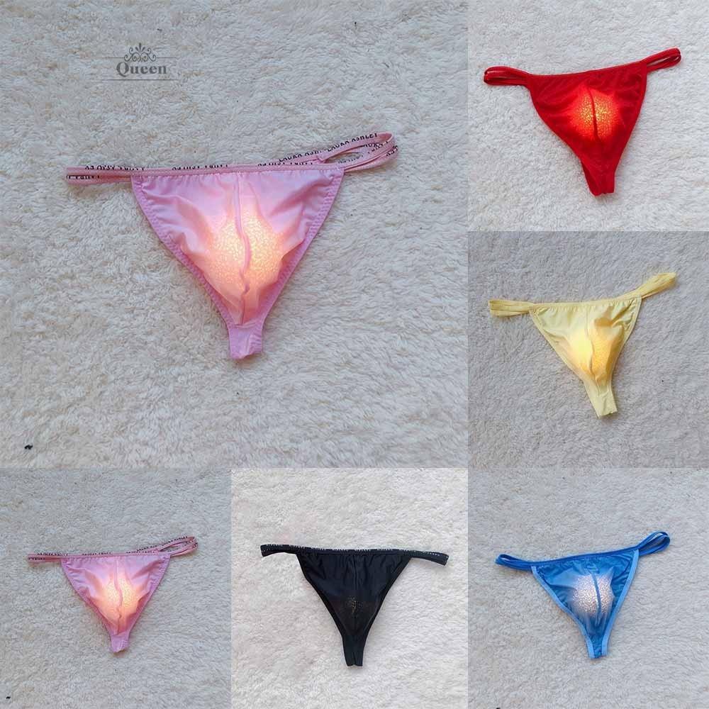 Sexy Men's Ice Silk Sheer Pouch Underpants Blue G String Bikini Briefs ...