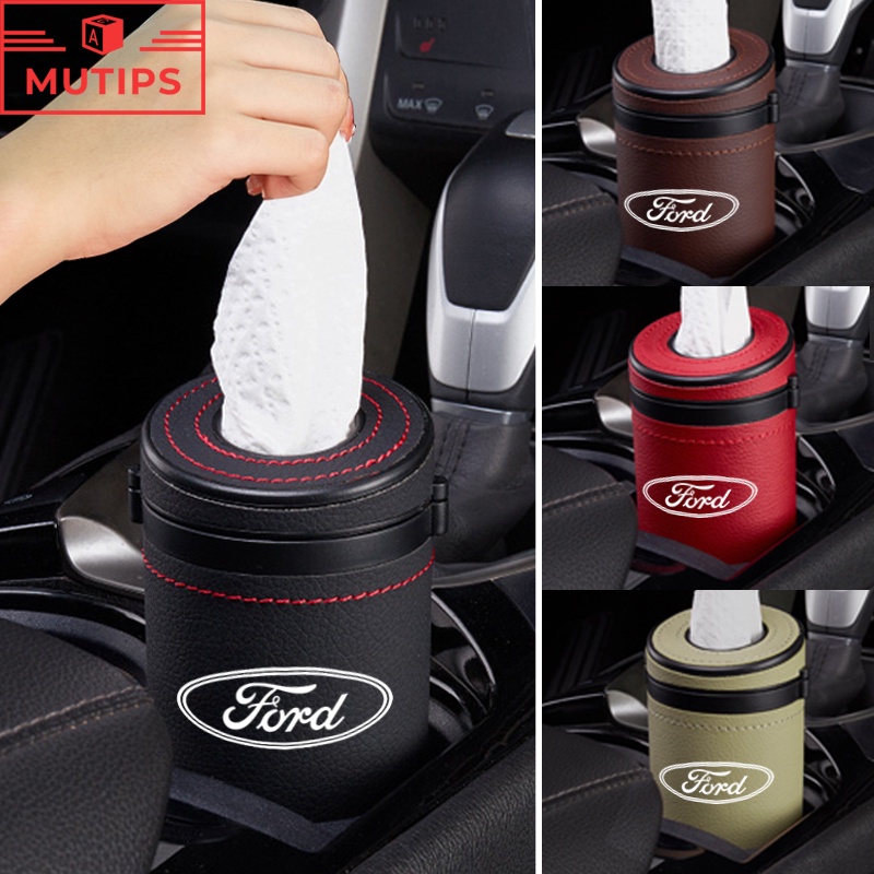 Ford Car Leather Round Tissue Box Cylinder Paper Towel Storage Holder ...
