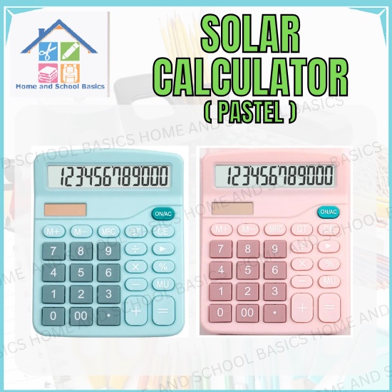Solar Calculator 12 Digits Large Screen - Pastel Color Desktop ...