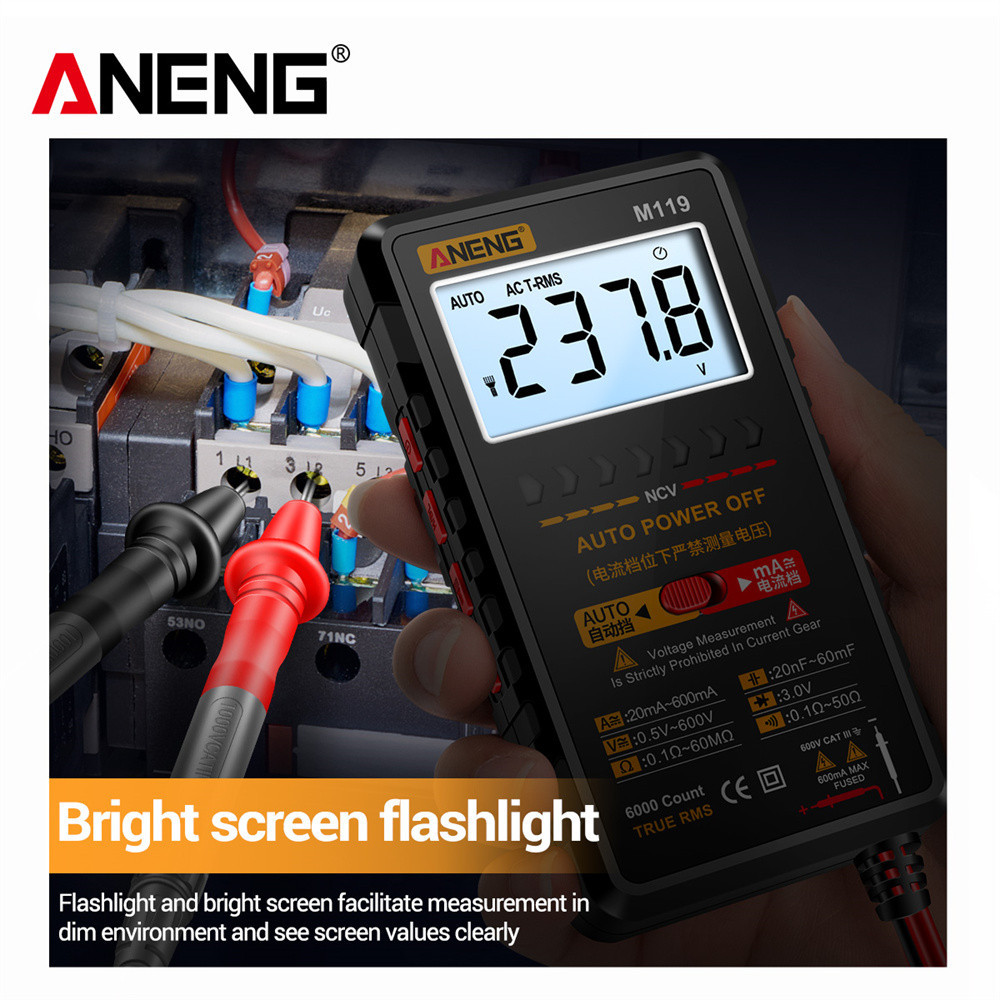 Aneng M119 Mini Portable Multimeter Tester 6000 Counts Digital ...