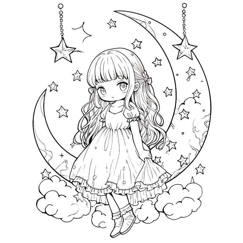 Set of 50 Super Cute Chibi Anime Princess Coloring Pages - Cute Girl ...