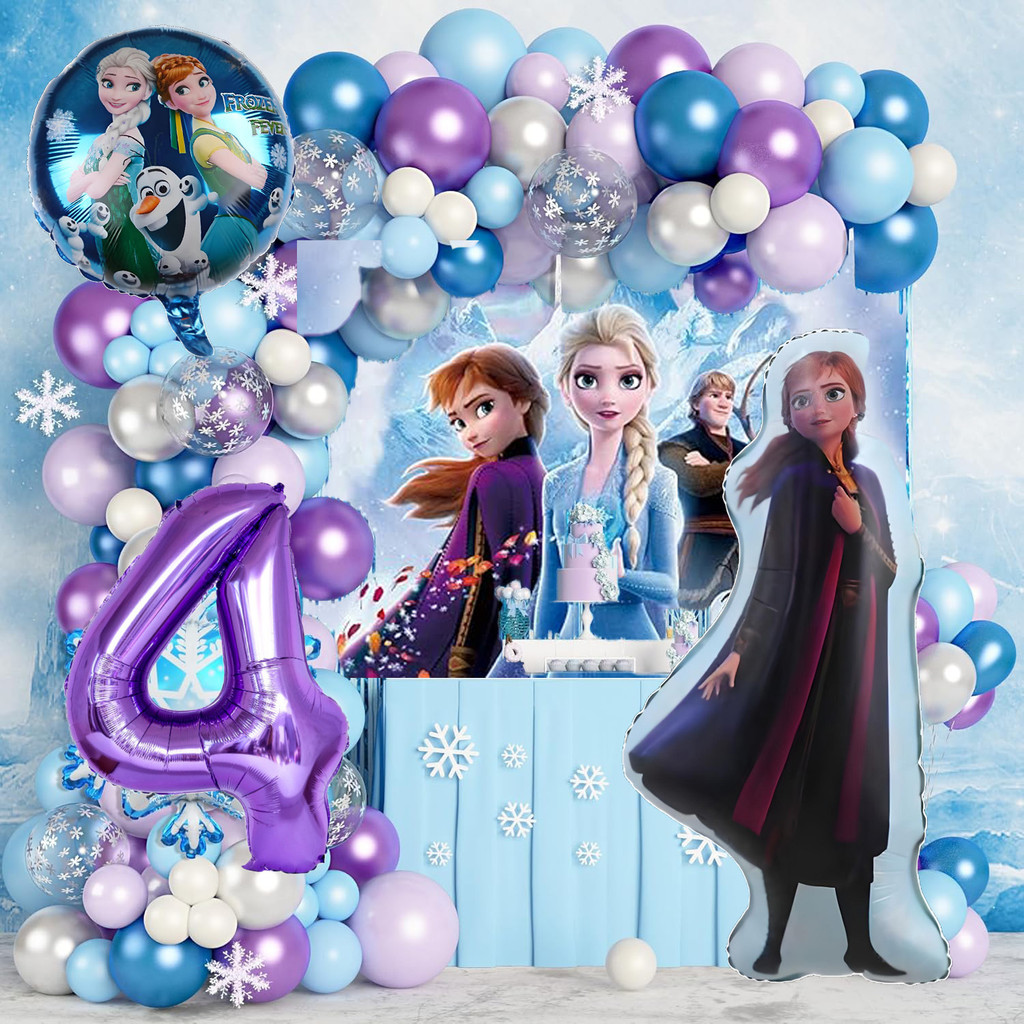 Purple Frozen Theme Balloons Garland Arch Kit Disney Anna Princess Foil ...