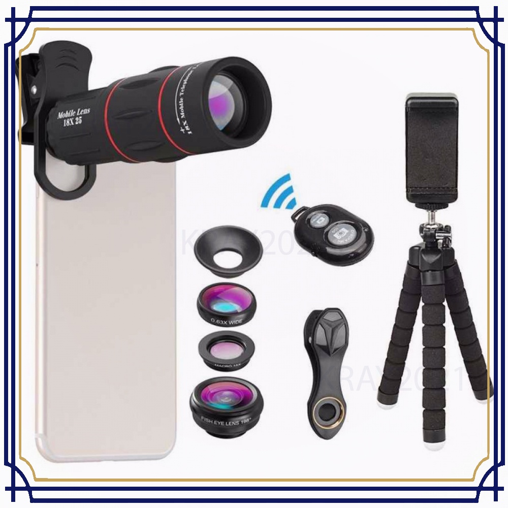 4 in 1 Lens Fisheye+Macro+Wide+Telephoto+Tripod+Shutter -SP082 | Shopee ...